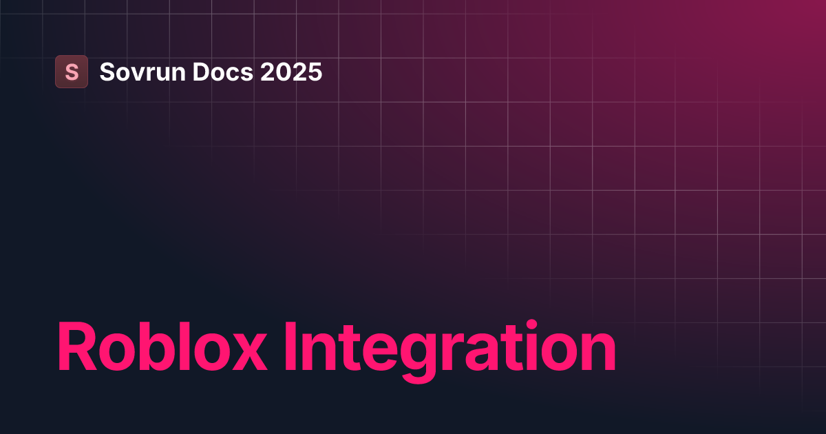 Roblox Integration | Sovrun Docs 2025